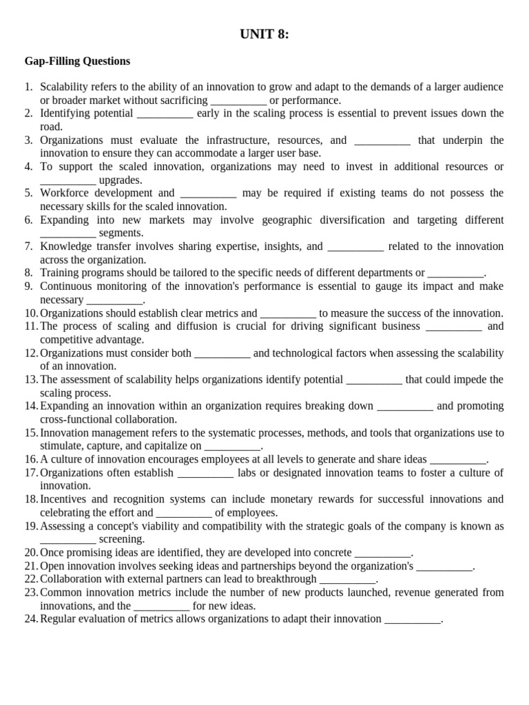 Unit 8-10 | PDF | Innovation | Marketing