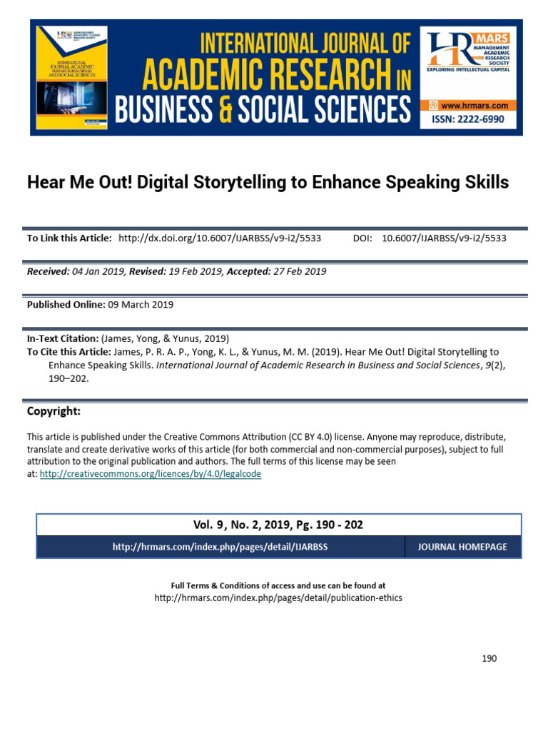 Hear Me Out Digital Storytelling To Enhance Speaking Skills | PDF ...