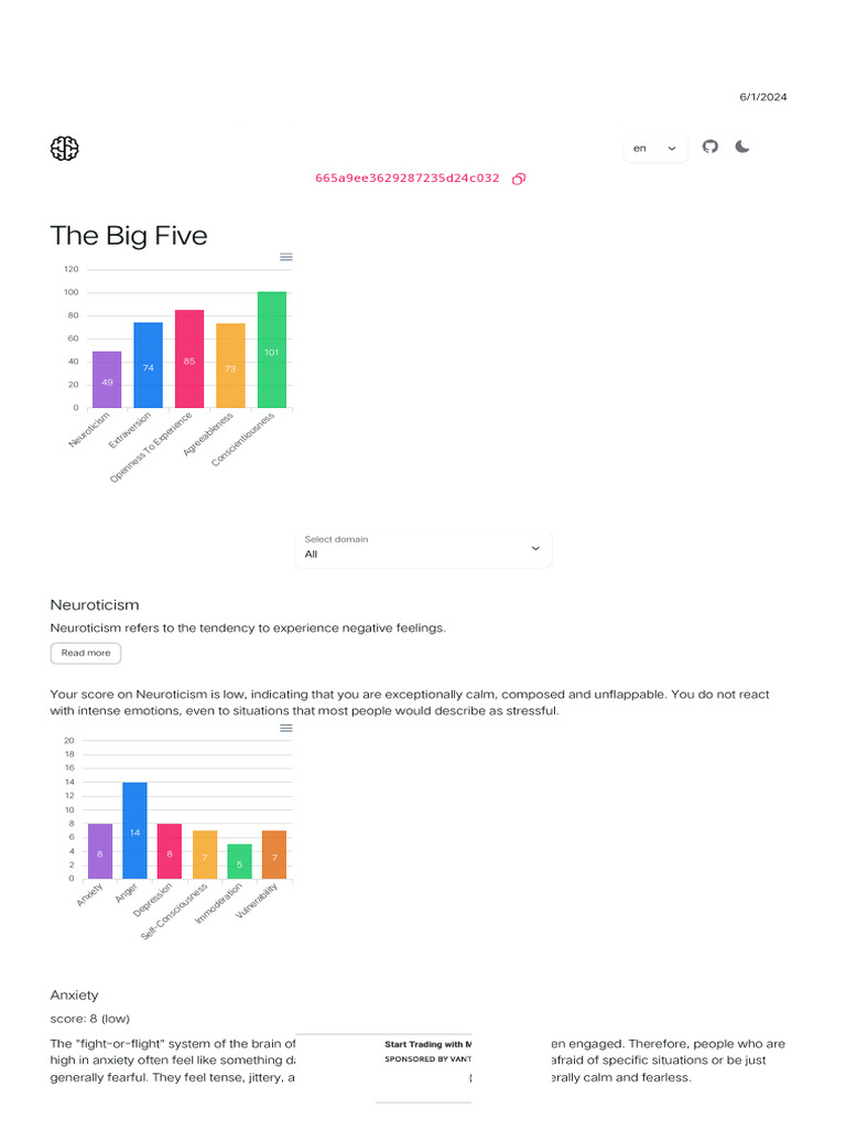 Big Five Personality Test Results | PDF | Disciplines | Extraversion ...