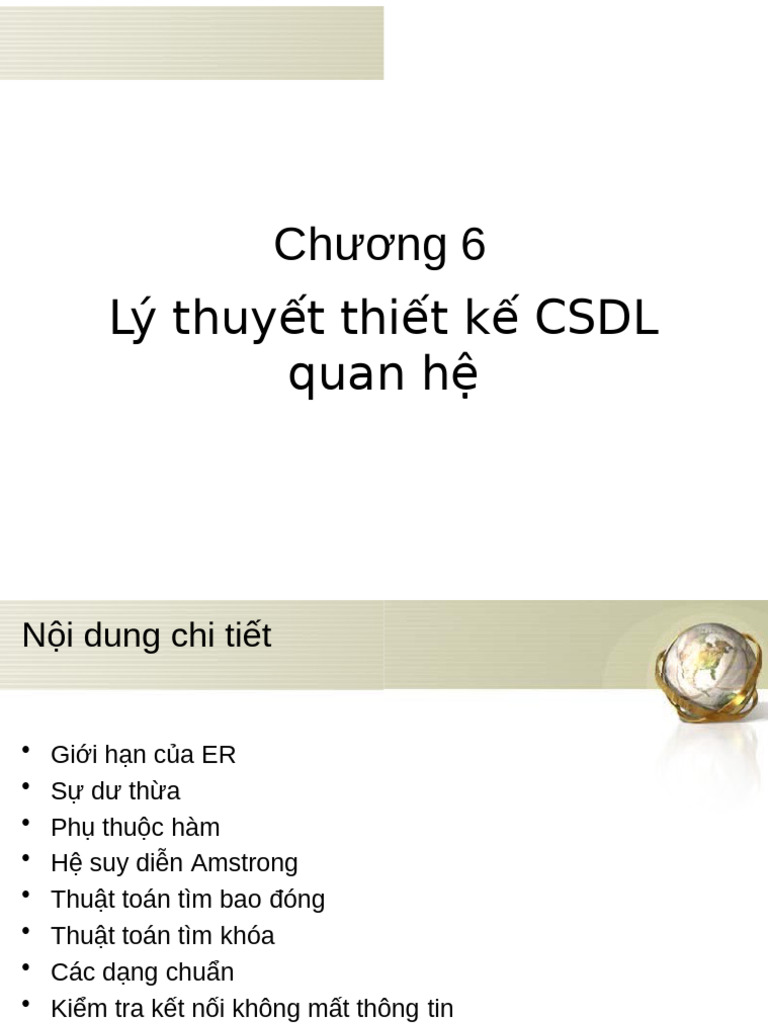 Chuong 6 - Ly Thuyet Thiet Ke CSDL Quan He | PDF