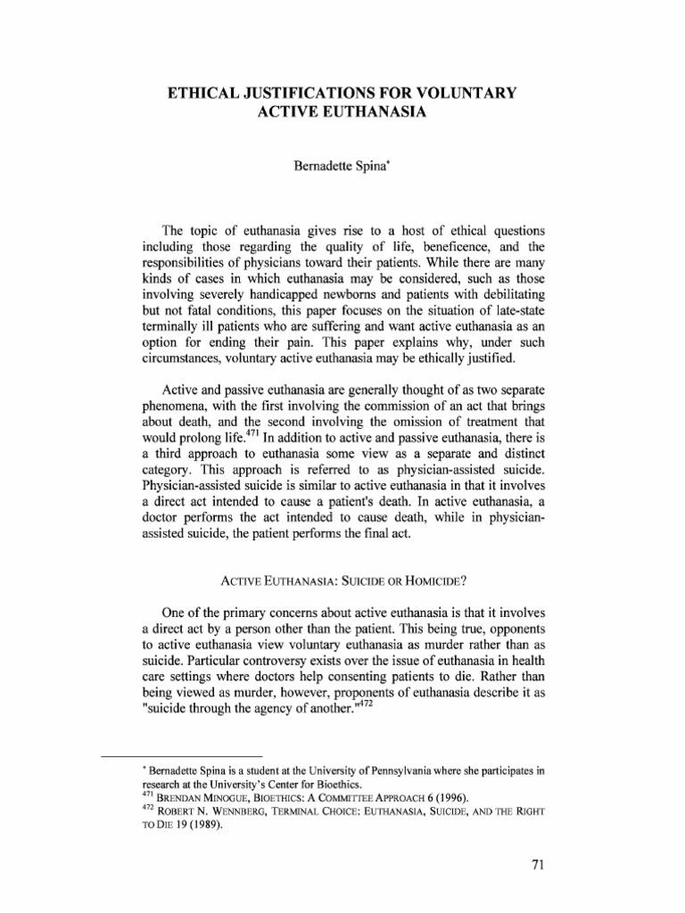 Ethical Justifications For Voluntary Active Euthanasia | PDF | Terminal ...