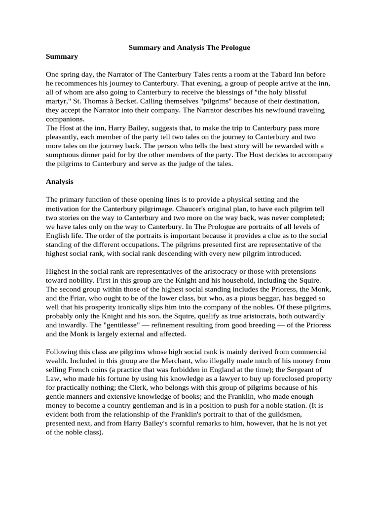 Prologue To Canterbury Tales Material | PDF | The Canterbury Tales
