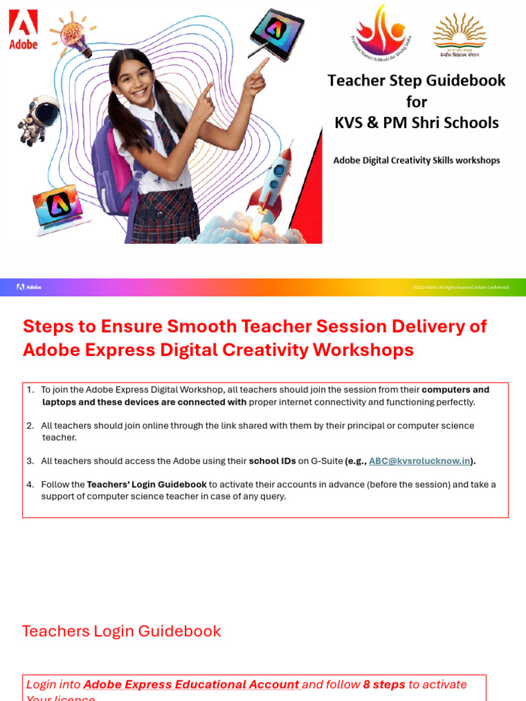 Teacher Step Guide To Login Adobe Express Account & Activation | PDF ...