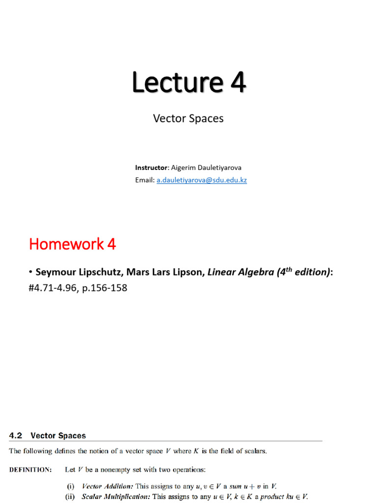 Lecture 4 - Linear Algebra | PDF | Language Arts & Discipline