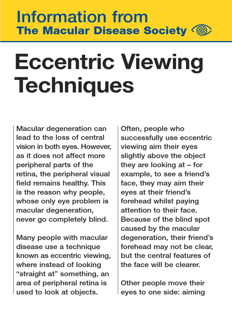 Eccentric Viewing for Macular Degeneration | PDF | Visual Impairment ...