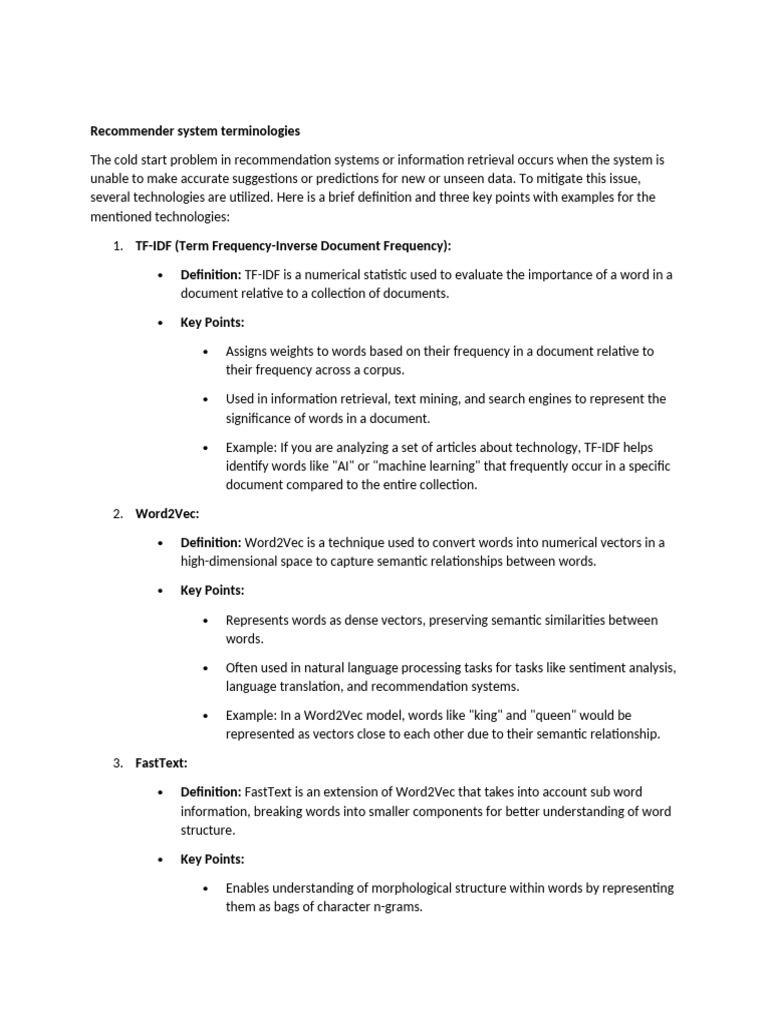 Recommender System Terminologies Explained | PDF | Information Science ...