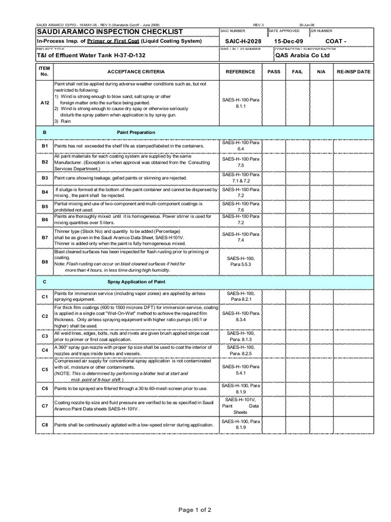 SAIC-H-2028-2.xls (Compatibility Mode) | PDF | Paint | Materials