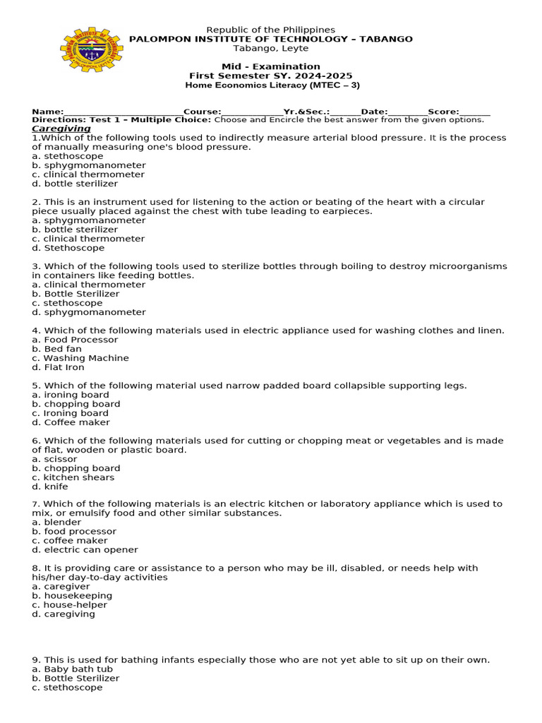 Home Economics Literacy | PDF | Nail (Anatomy) | Housekeeping