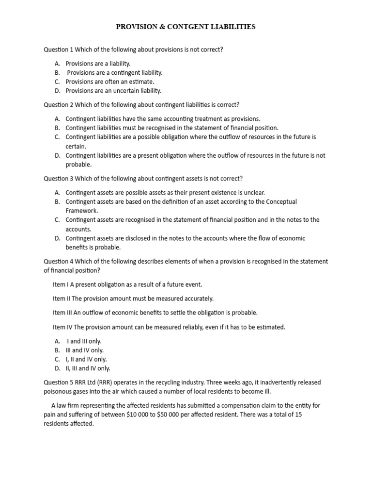Provision & Contigent Liabilities | PDF | Financial Economics ...