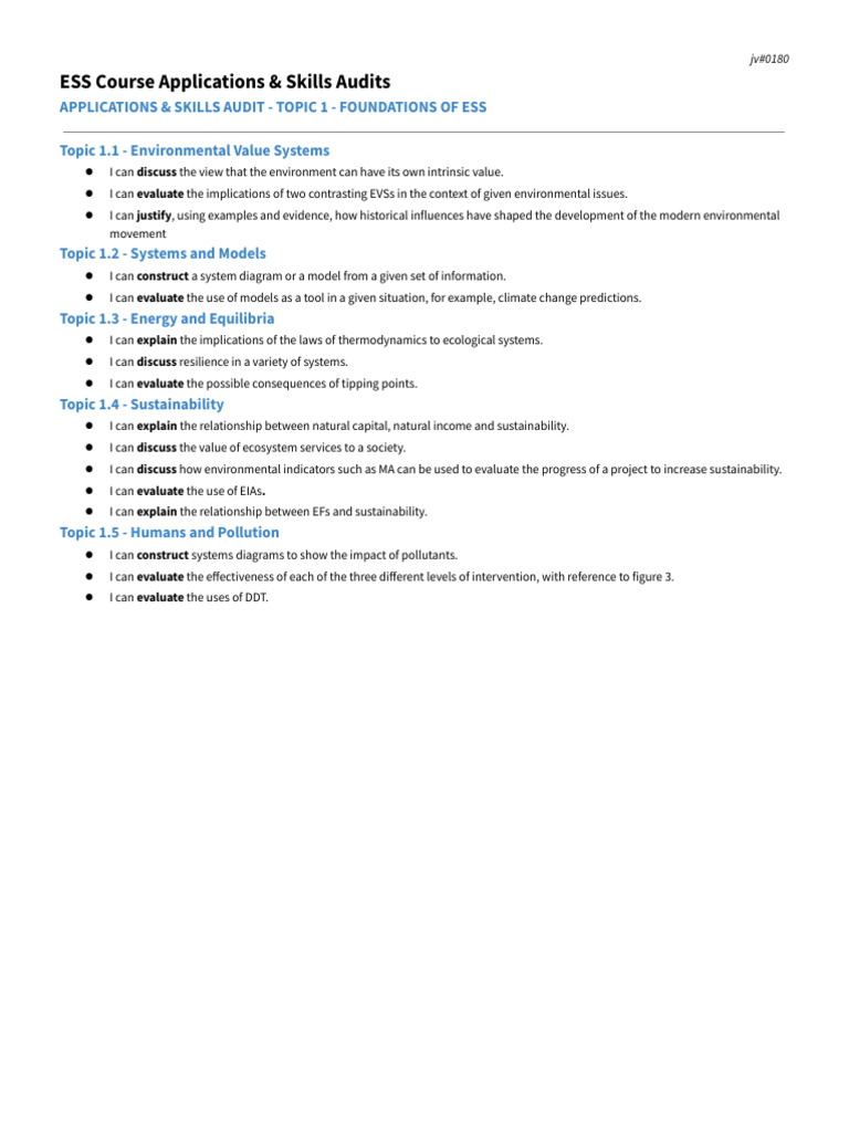 ESS Applications & Skills Master Audit | PDF | Biodiversity ...