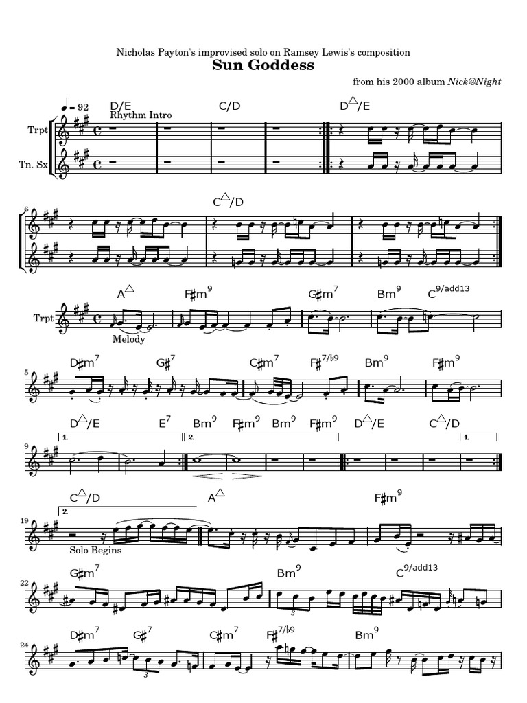 Nicholaspayton Sungoddess | PDF