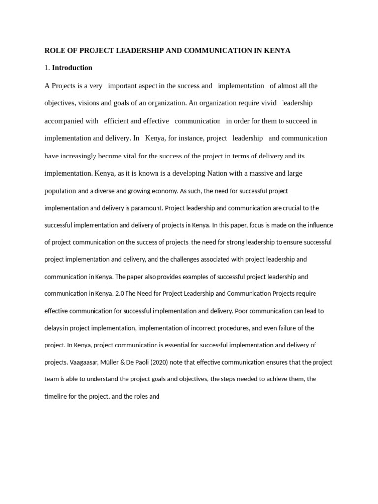 Role of Project Leadership and Communication in Kenya | PDF