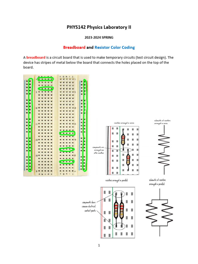 EXP4 Breadboard and Resistor Color Coding. | PDF