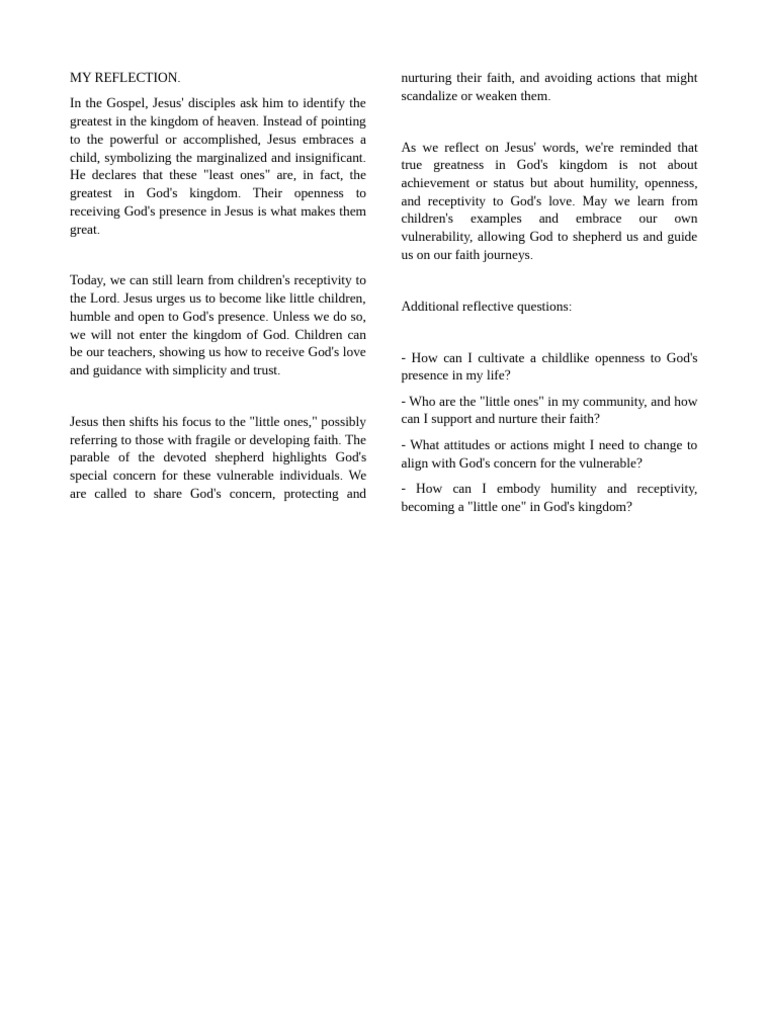 REFLECTION22 | PDF | Jesus | Faith