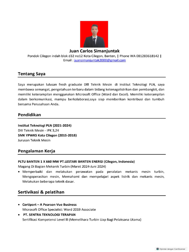 CV - Juan Carlos Simanjuntak | PDF