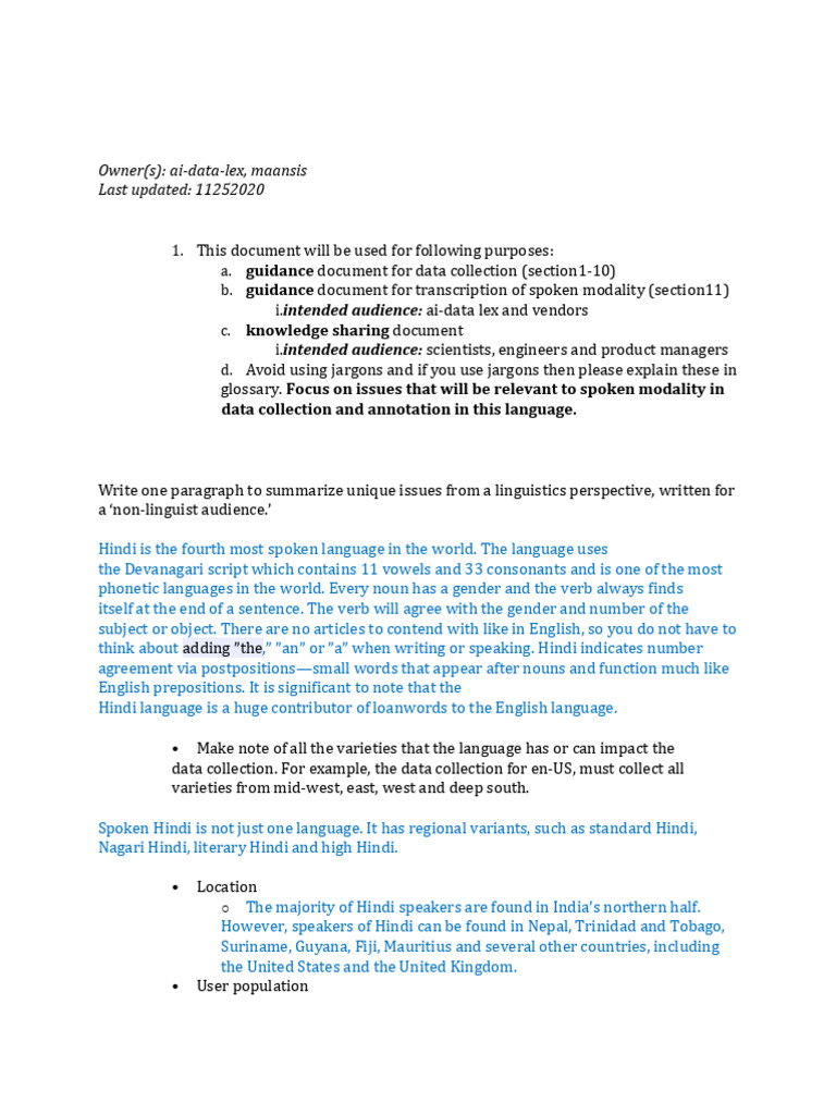 hi-IN Lex Localization Guidelines | PDF | Stress (Linguistics) | Word