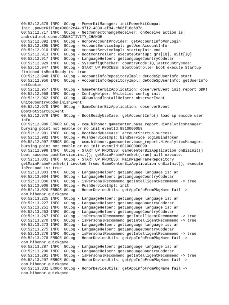 GameCenter Initialization Log Analysis | PDF | Computer Engineering | Internet Architecture