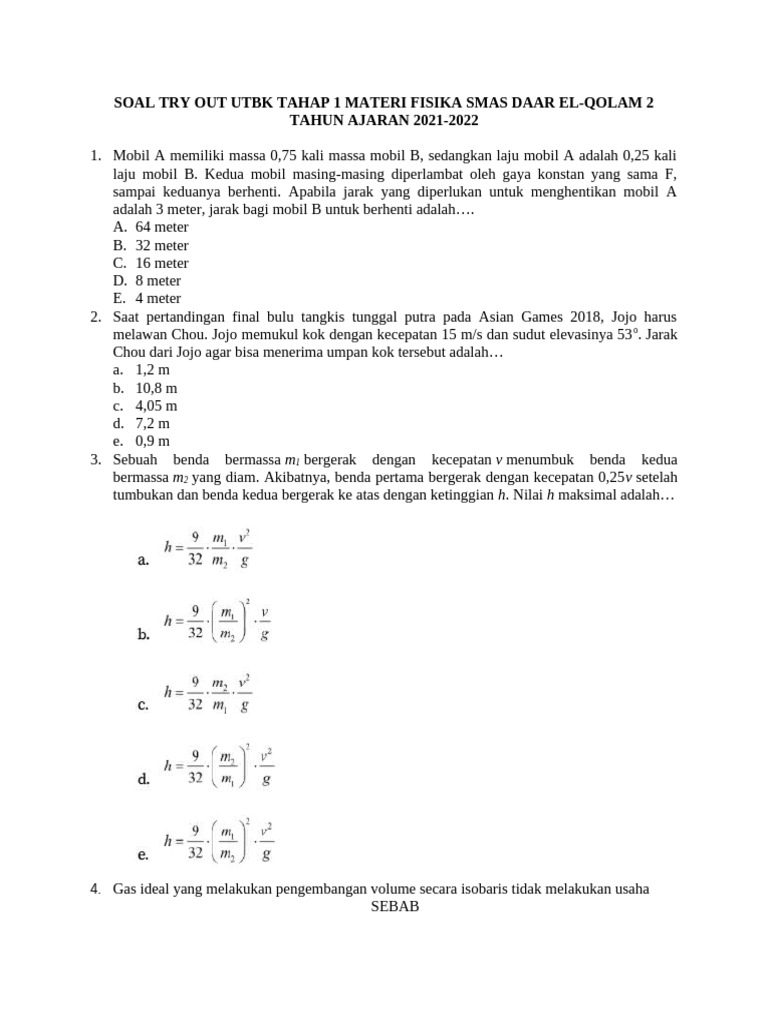 Soal Try Out Utbk Tahap 1 (28 September 2021) | PDF | Sains & Matematika