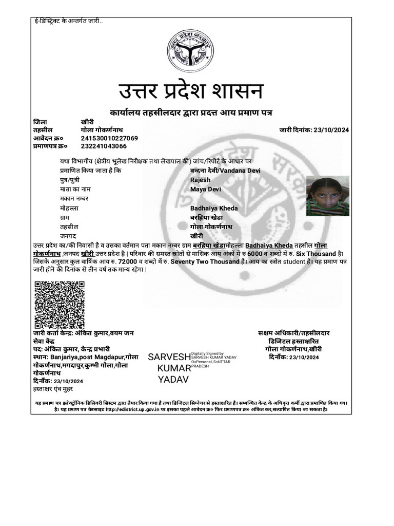 Vandana Income | PDF