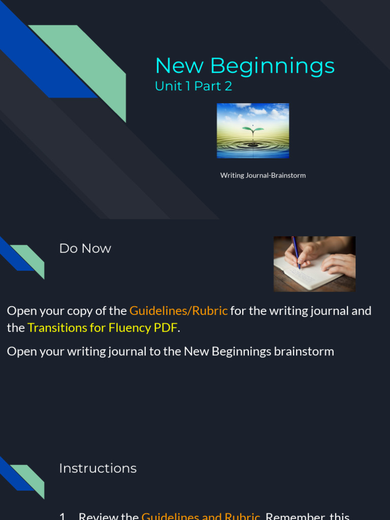 Part 2 New Beginnings-Writing Journal 2024-2025 | PDF | Career & Growth