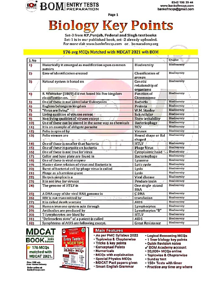 Biology Key Points 3 | PDF