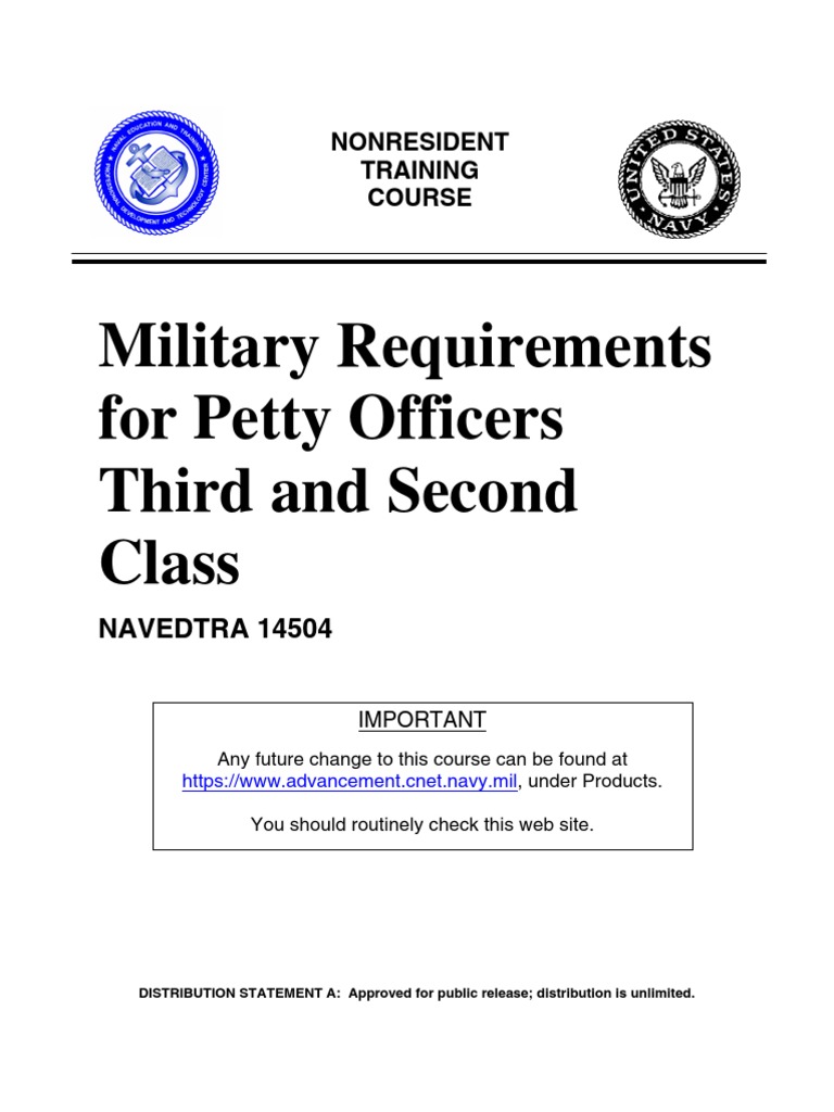 US Navy Course NAVEDTRA 14504 - Military Requirements For Petty ...