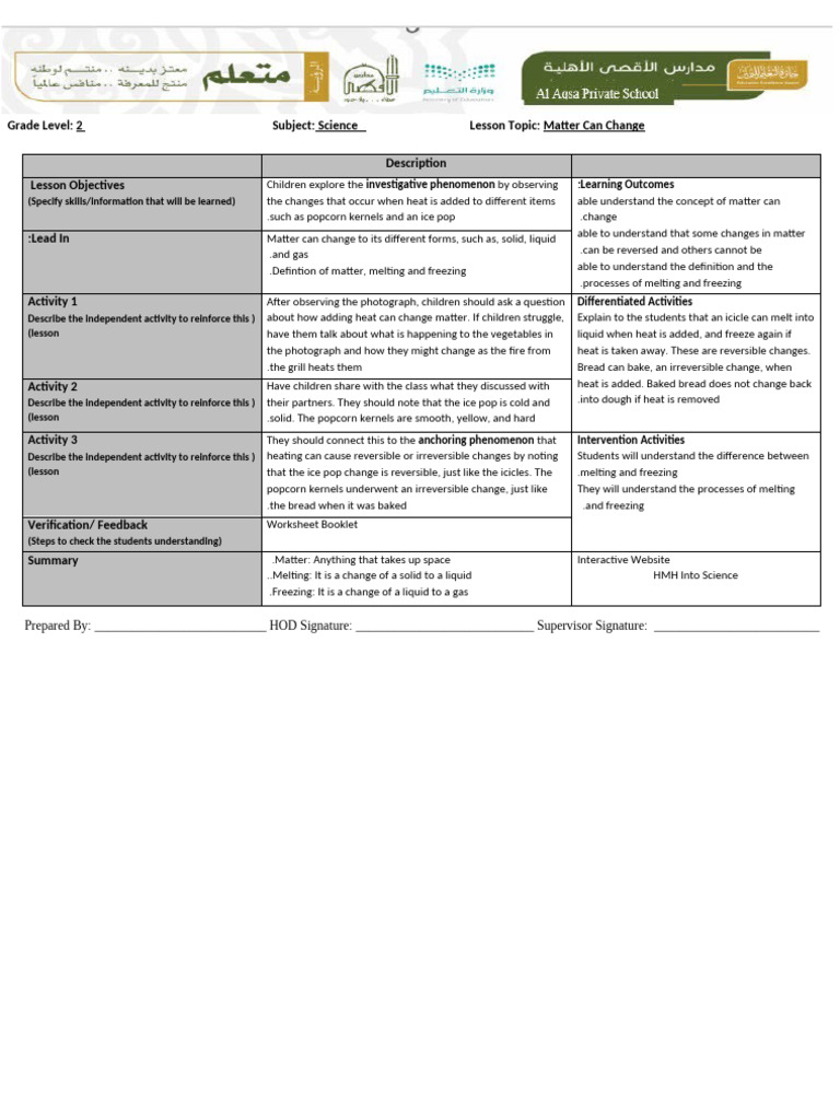 Grade 2 Weekly Lesson Plan 8 Term 1 | PDF | Heat | Ice