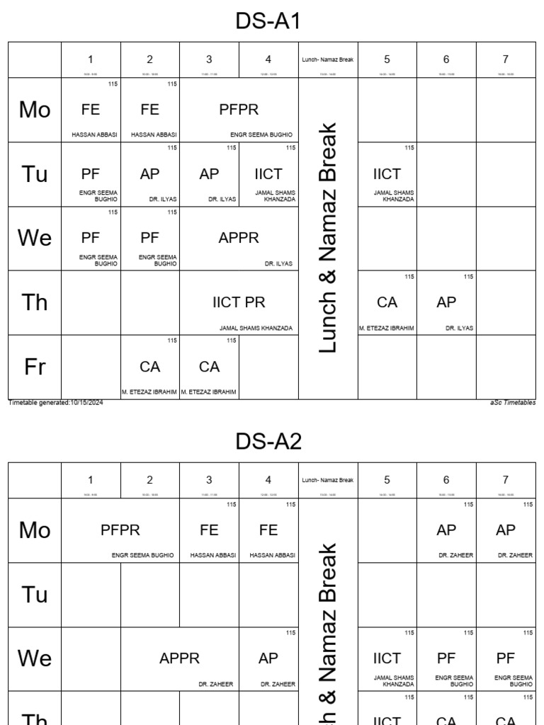 DS Time Table Class View | PDF