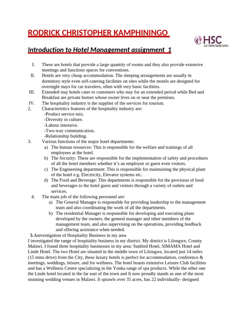 Introduction to Hotel Management | PDF | Hotel | Hospitality Industry