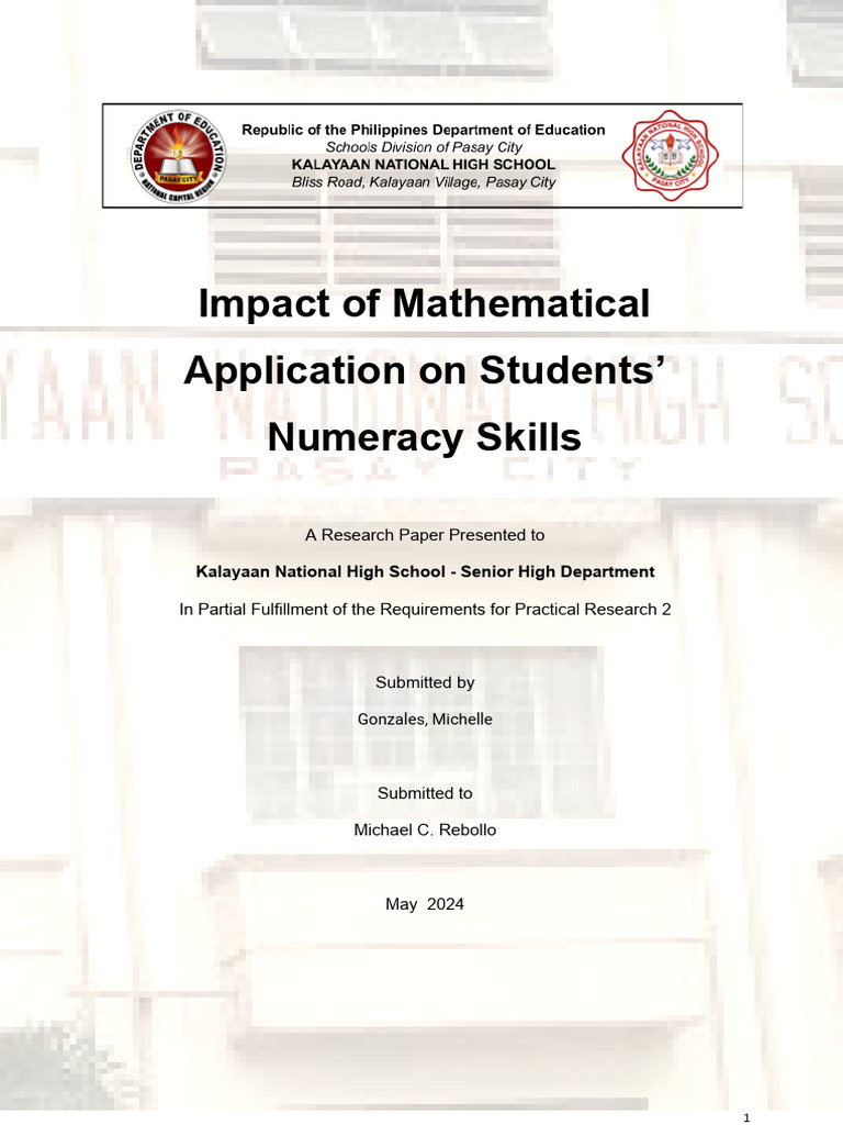 Impact of Mathematical Application On Students Numeracy Skills | PDF | Variance | Survey Methodology
