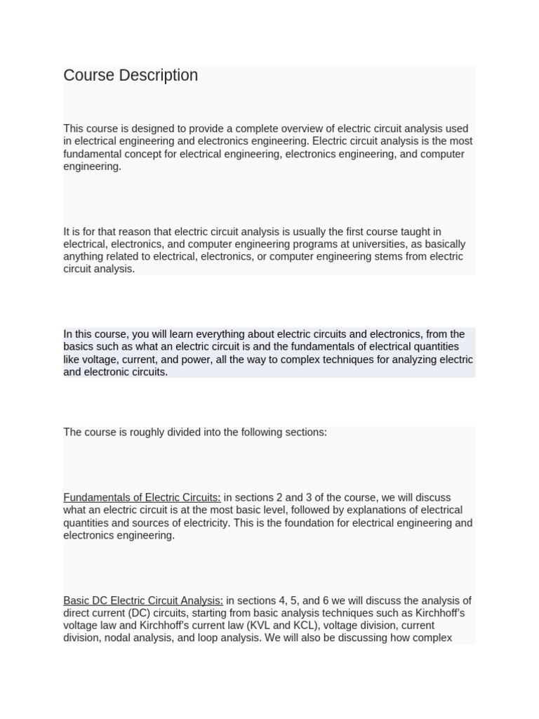 Introduction To Fundamentals of Electric Circuit | PDF | Electrical Network | Network Analysis ...
