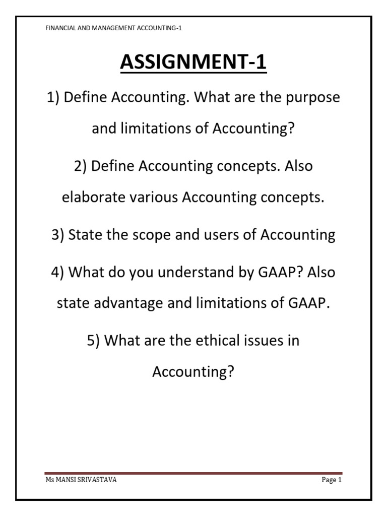 Financial Accounting Assignment 1 | PDF