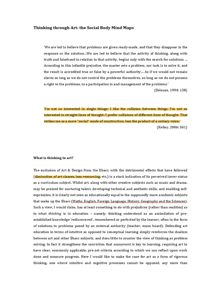 Art Thinking: Social Body Mind Maps | PDF | Thought | Mind