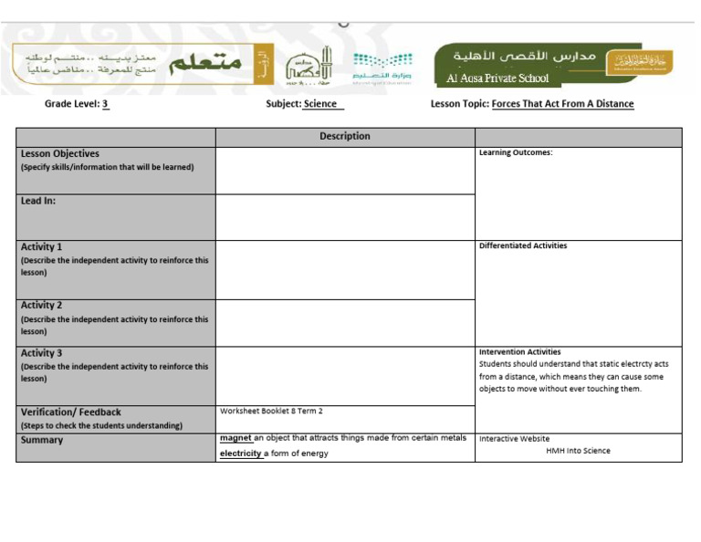 Static Electricity Lesson Plan for 3rd Grade | PDF | Electricity | Force