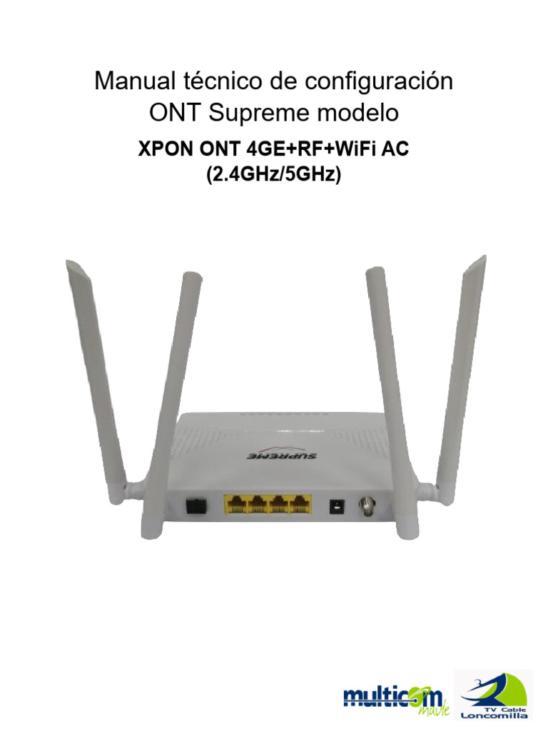 Manual Técnico de Configuración ONT Supreme Modelo | PDF