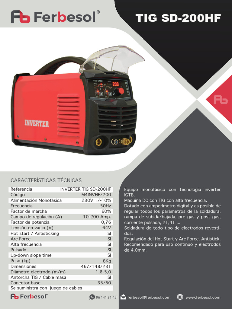 Ftm4invhf s200 Tig HF 200 | PDF | Tecnología e ingeniería