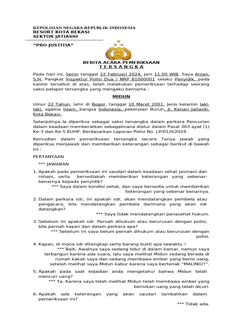 Berita Acara TSK | PDF