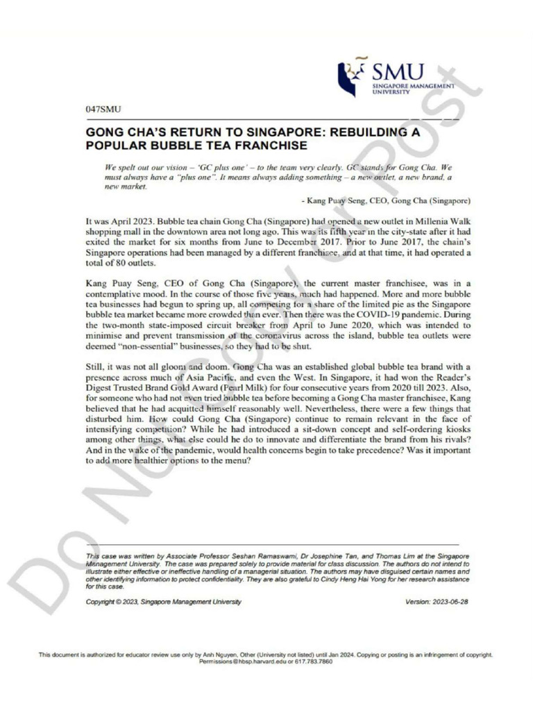 Case Study: Gong Cha | PDF