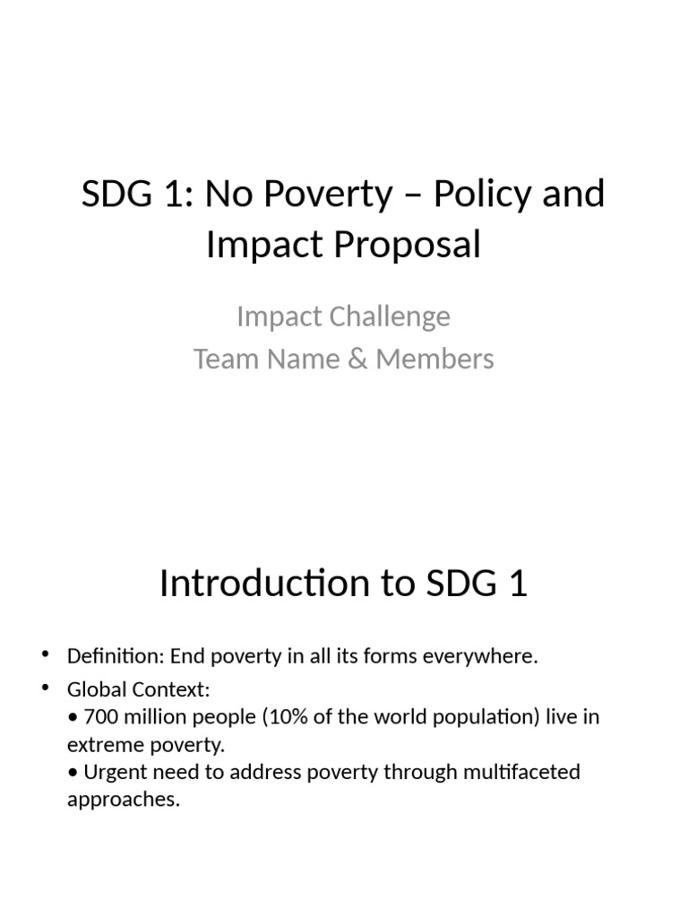 SDG 1: Ending Poverty Policy Proposal | PDF | Poverty | Poverty ...