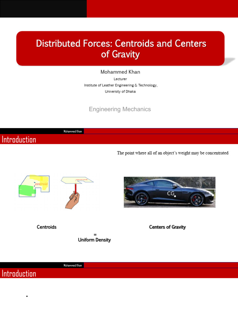 Distributed Forces Centroids and Centers of Gravity | PDF | Center Of Mass | Area