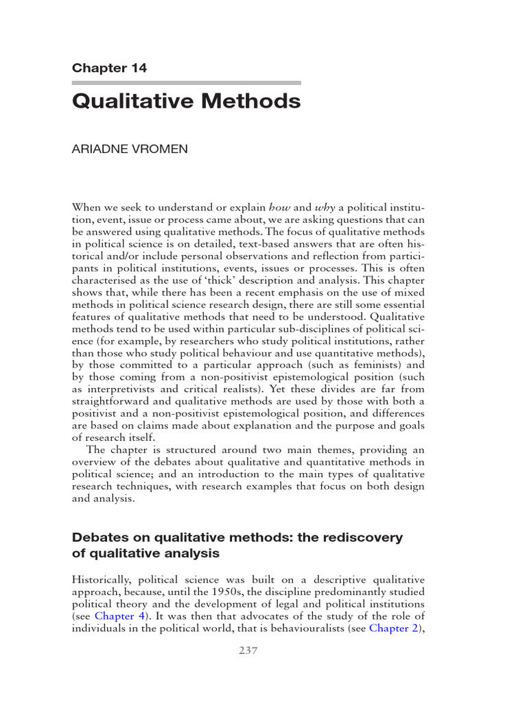Qualitative Methods - Ariadne Vromen - 2018 | PDF | Qualitative Research | Case Study