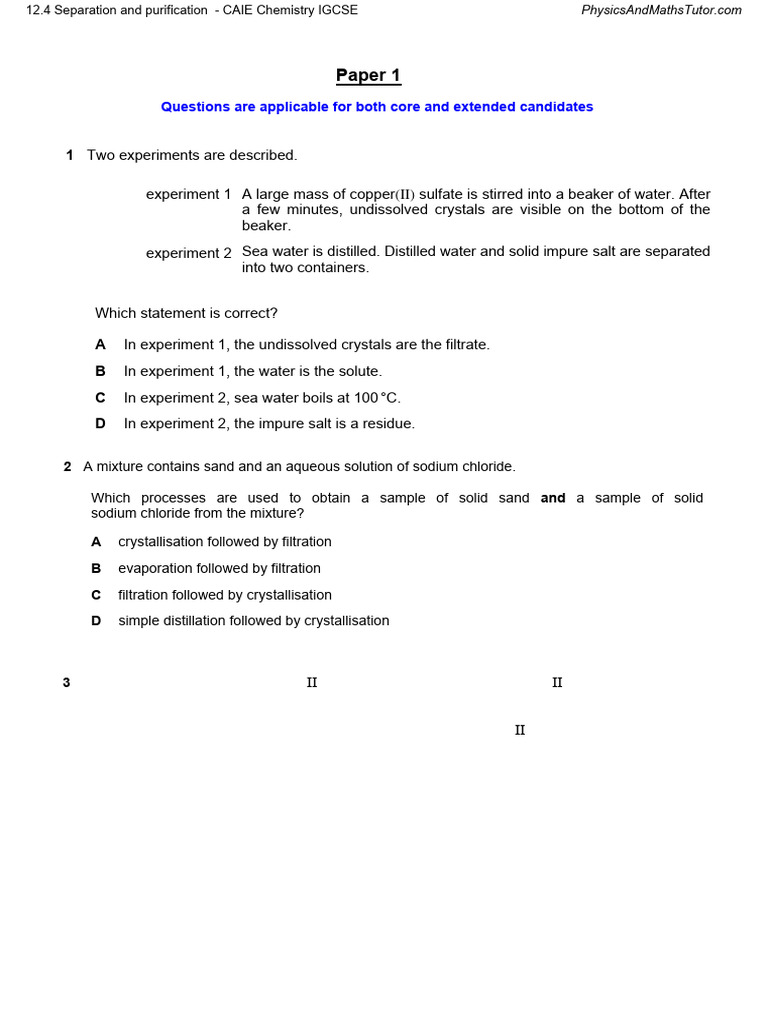 Revision Class - Separation of Mixture | PDF | Salt (Chemistry ...