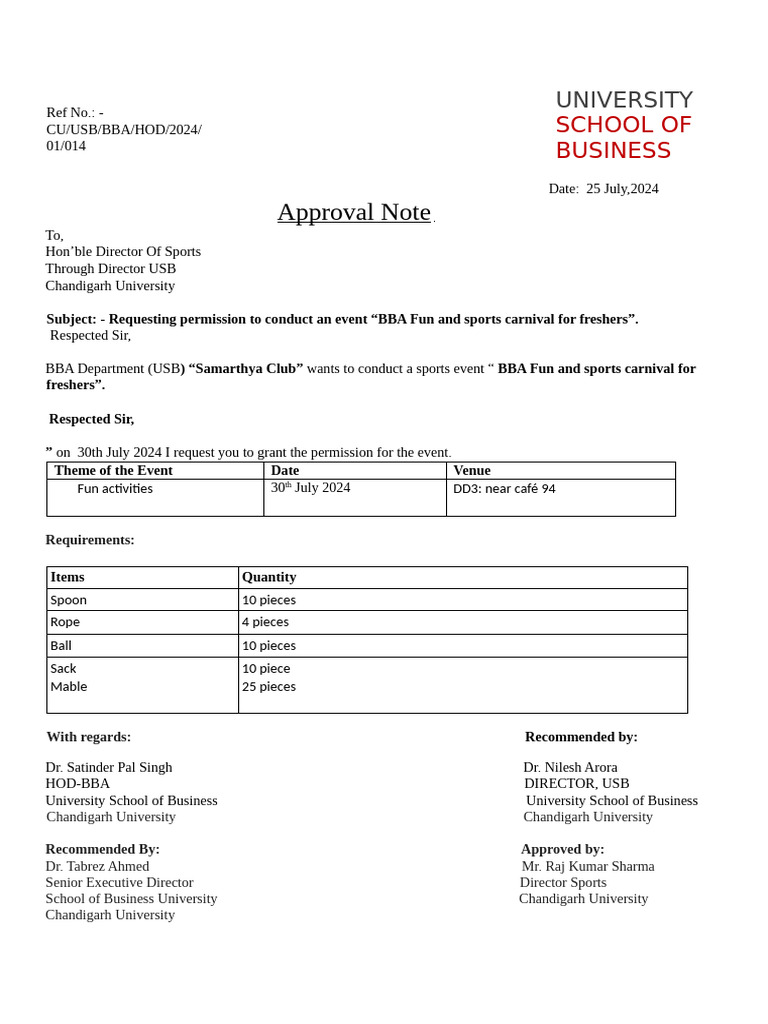 Approval Note New | PDF