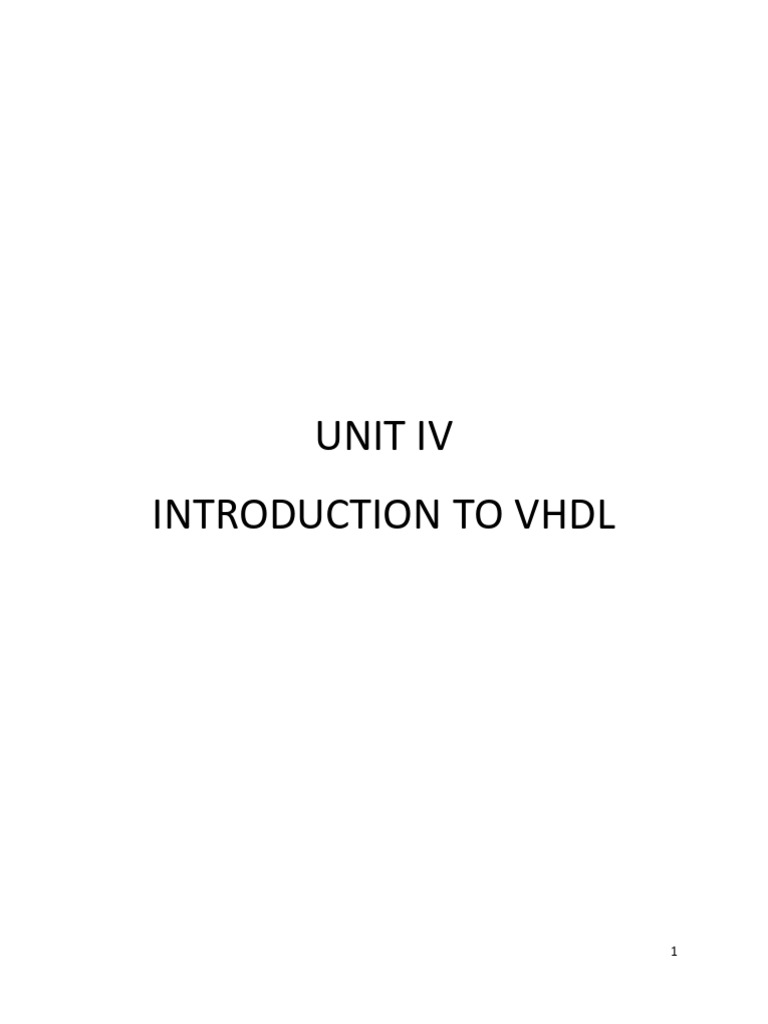 Digital Electronics Unit4 Notes | PDF | Vhdl | Control Flow
