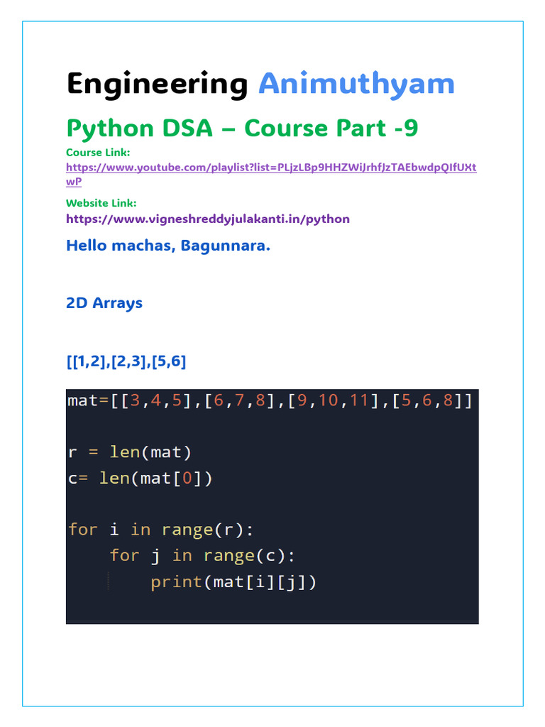 DSA Engineering Animuthyam Python 9 | PDF