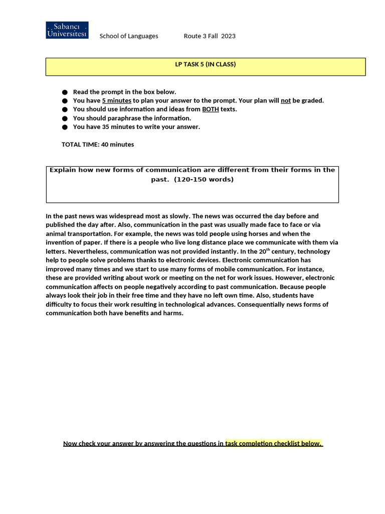 LP Task 5-Task Sheet | PDF | Communication | Human Communication