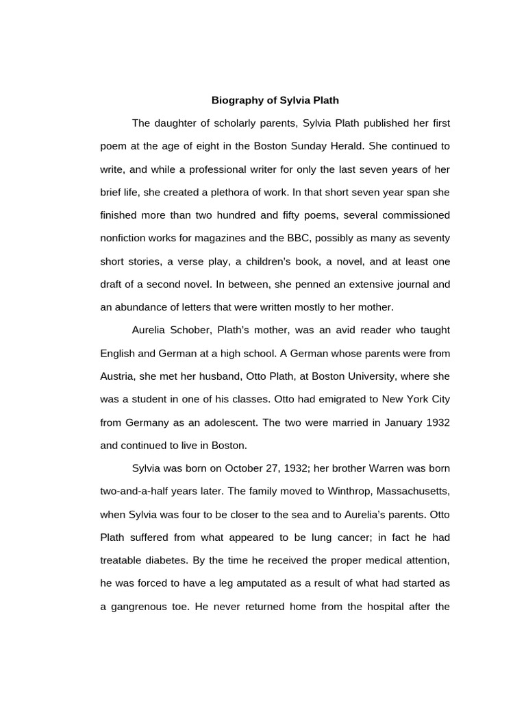 Biography of Sylvia Plath | PDF | Sylvia Plath