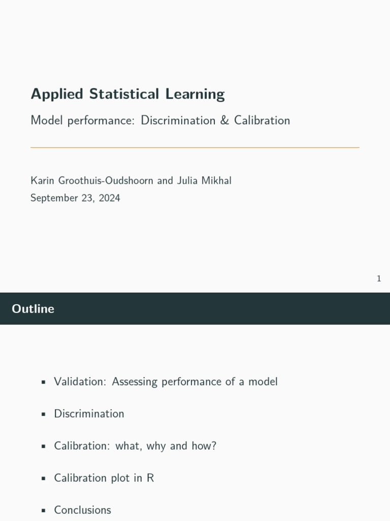 Calibration w4 2024-1 | PDF | Receiver Operating Characteristic | Statistical Inference