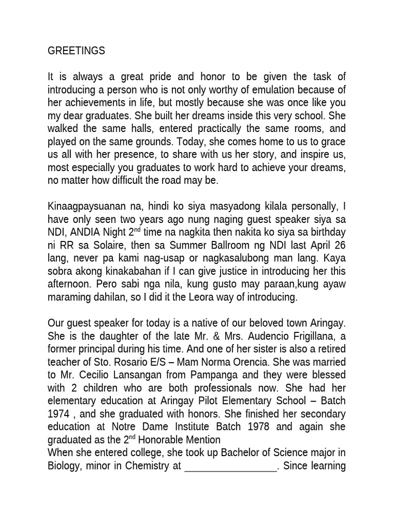 Introduction Guest Speaker | PDF