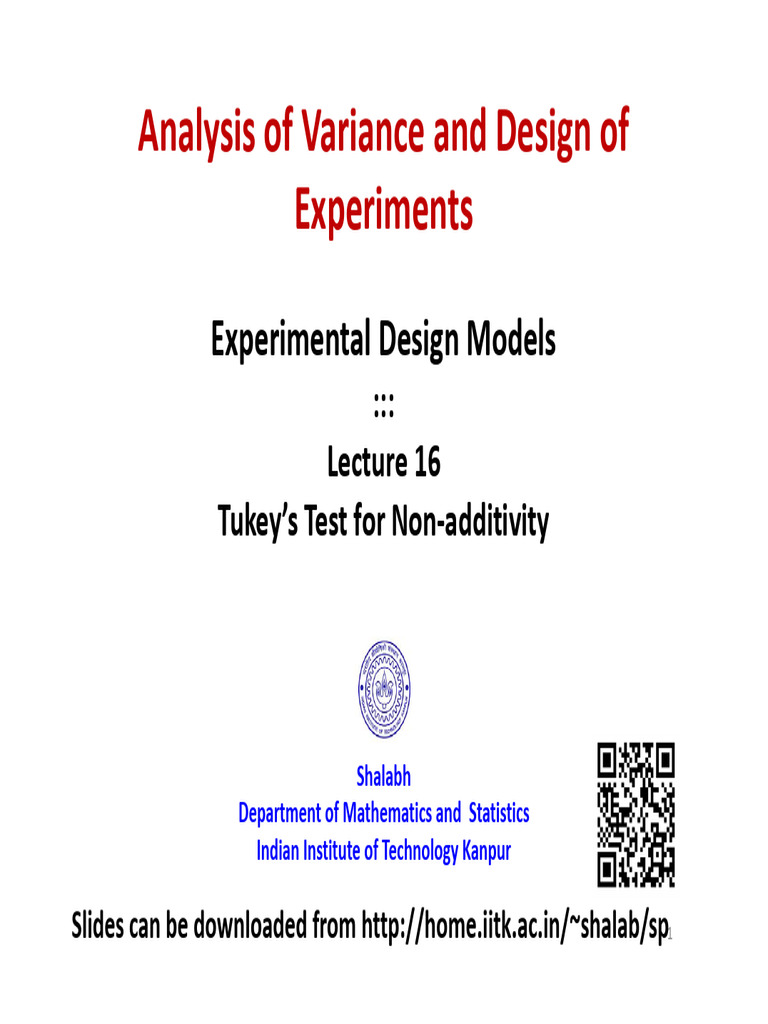 SP Anova Lect 16 | PDF | Analysis Of Variance | Statistical Theory